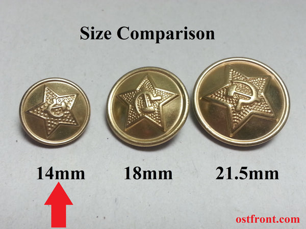 Repro WWII Soviet Russian 14mm Tunic Buttons - Brass – Ostfront